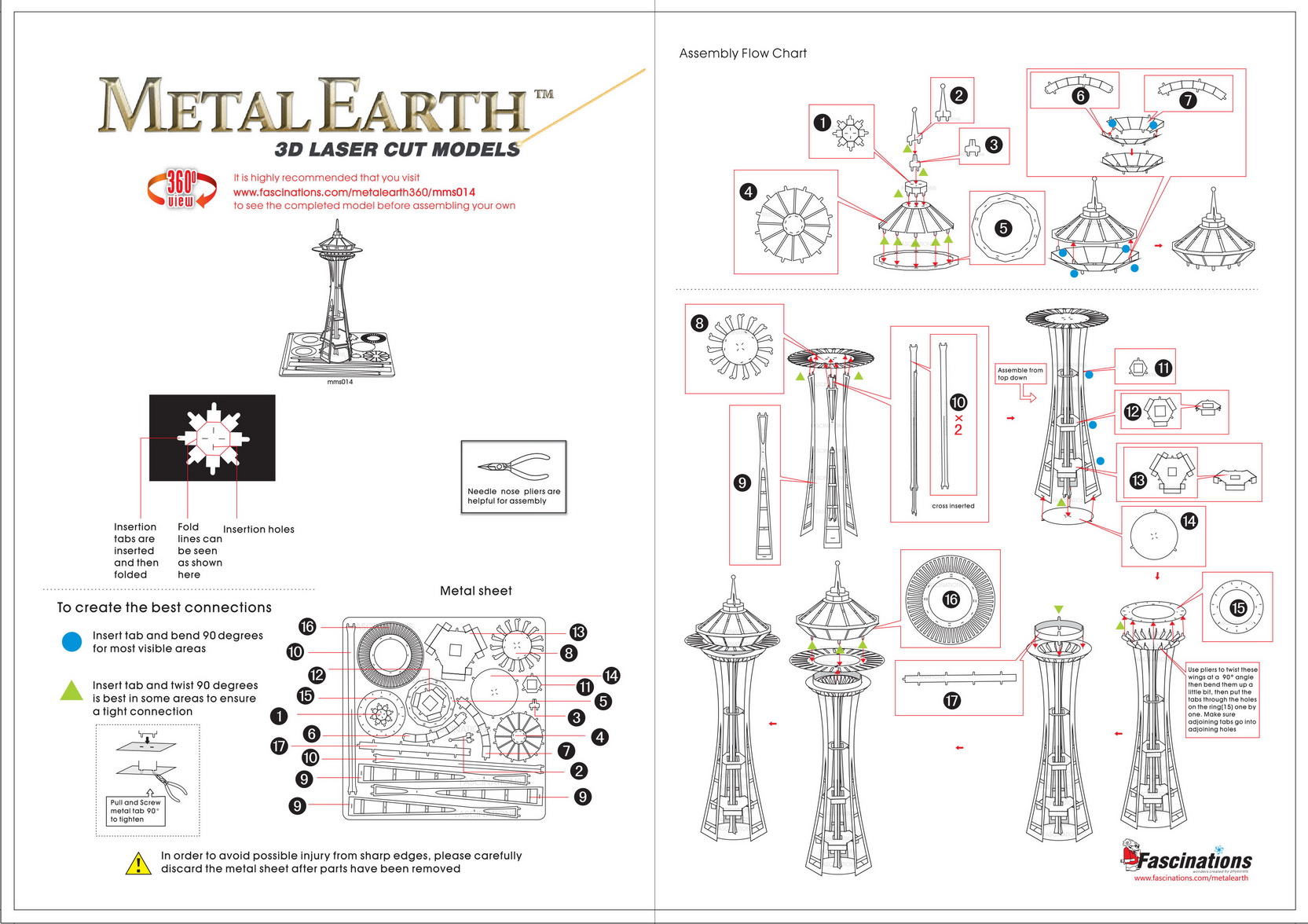 Metal Earth Space Needle 3D Miniature Landmark DIY Metal Model Kits ...