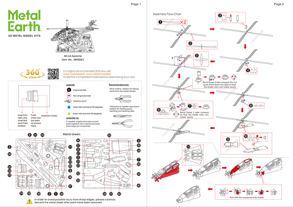 Metal Earth AH-64 Apache 3D Laser Cut Model Kits - Innovatoys | Metal ...