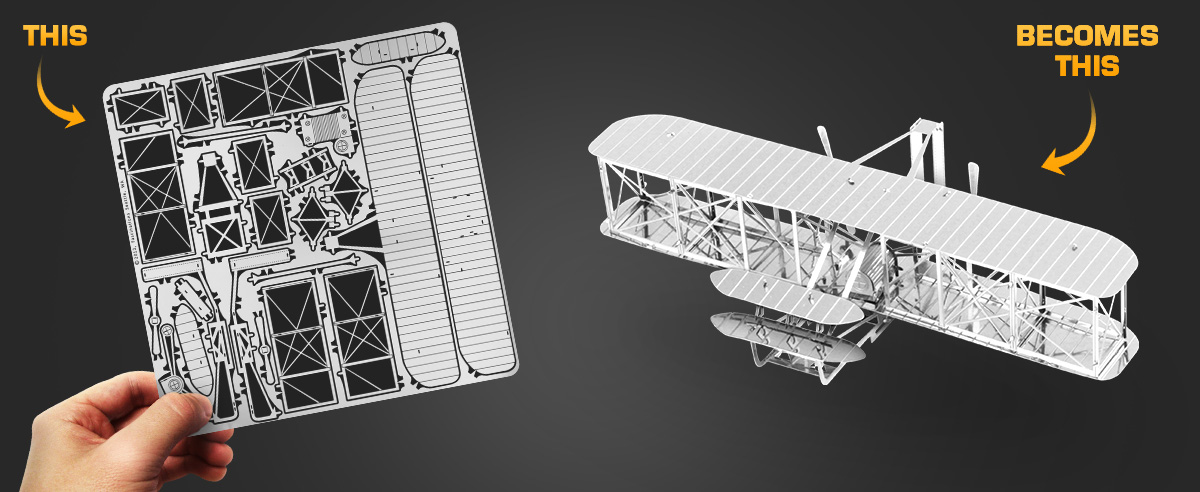 Metal Earth Wright Brother Airplane 3D Model Kit - Innovatoys | Metal ...
