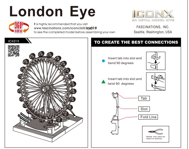 Metal Earth Iconx London Eye 3D Laser Cut Landmark Model Kits Desk ...